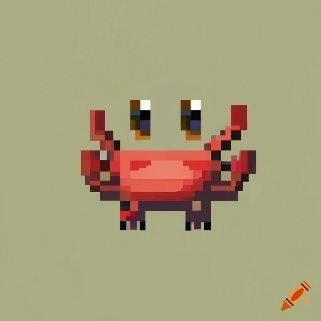 Pixel art of a cute little crab on Craiyon