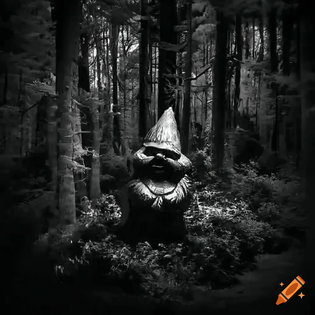 Trail camera footage of garden gnomes in a creepy forest at night on ...