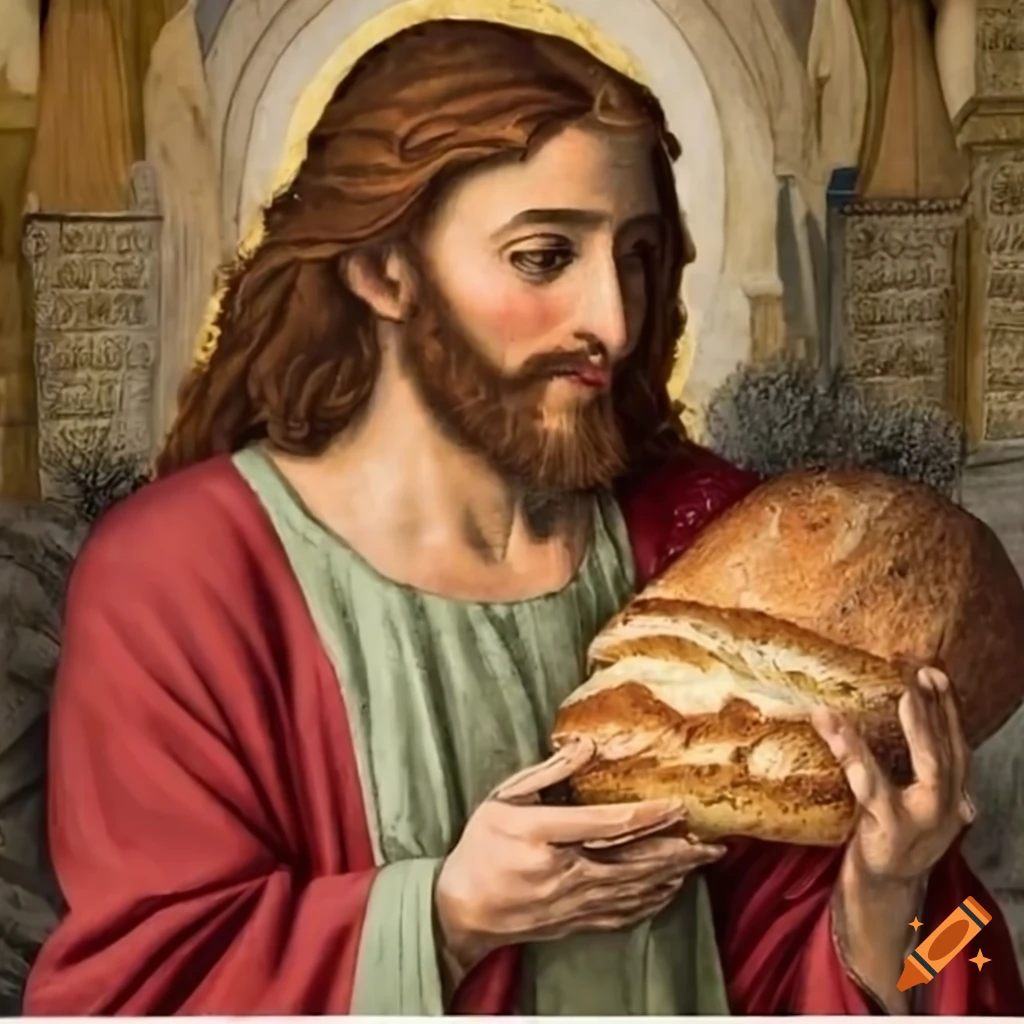 Religious depiction of jesus as a loaf of bread on Craiyon