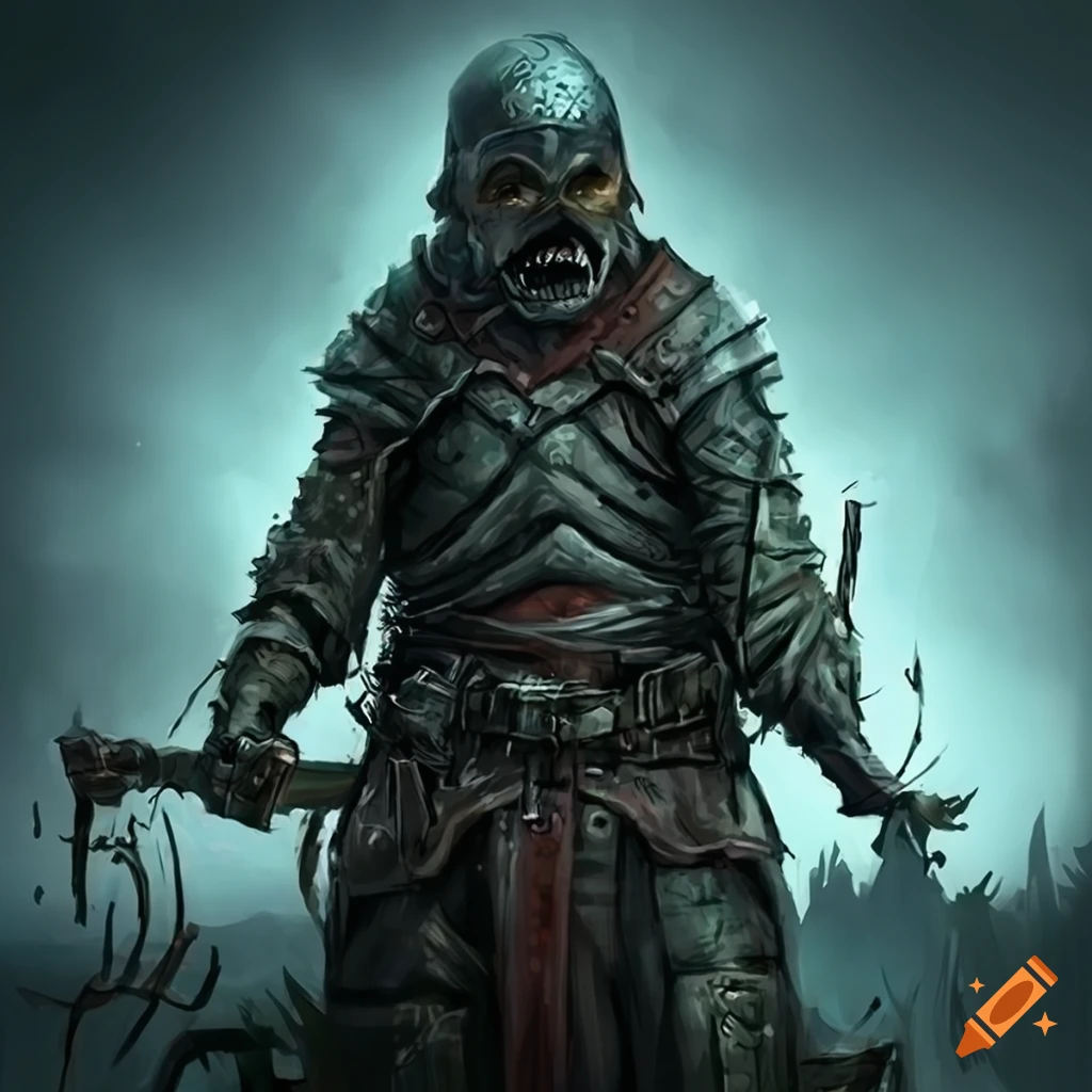 Post-apocalyptic mutant in medieval setting on Craiyon