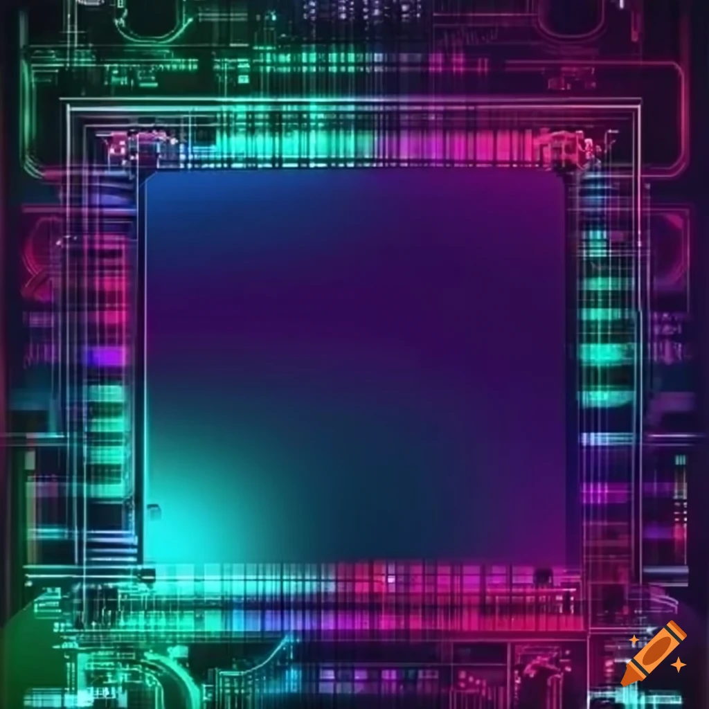 2d square frame border with electronic dubstep design on Craiyon