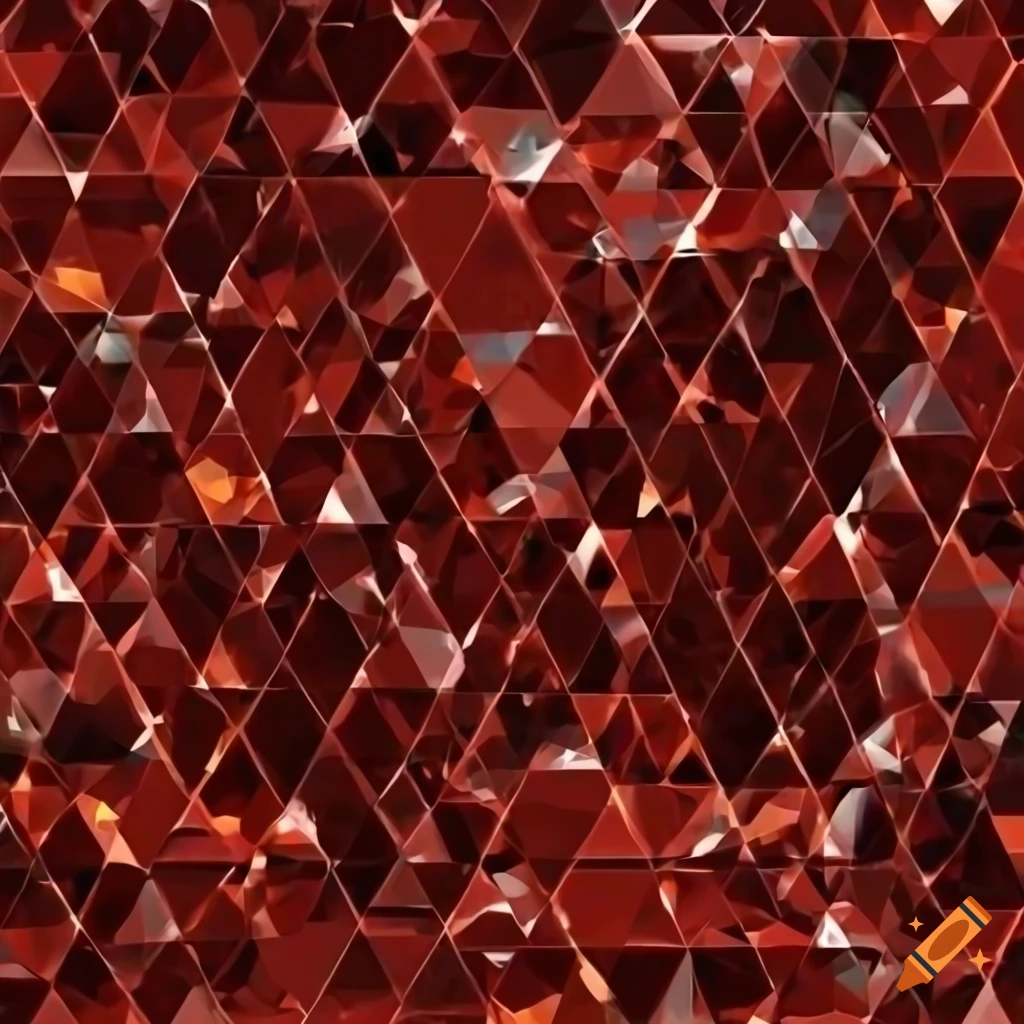 Seamless red Garnet gemstone texture with sparkly white and orange triangles on Craiyon