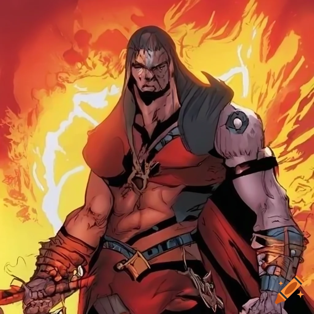 Fantasy fighter comic illustration on Craiyon