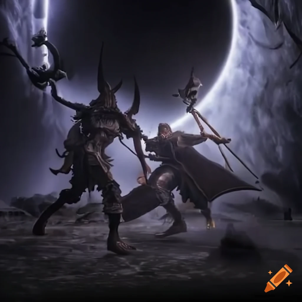 Intense epic battle between two powerful wizards on Craiyon