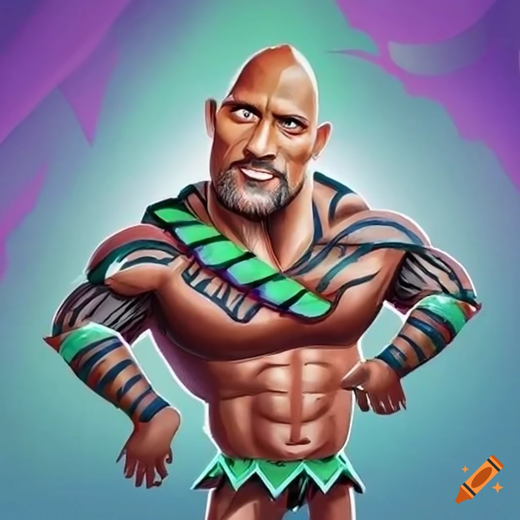 Caricature of Dwayne 'The Rock' Johnson in indigenous Samoan outfit on ...