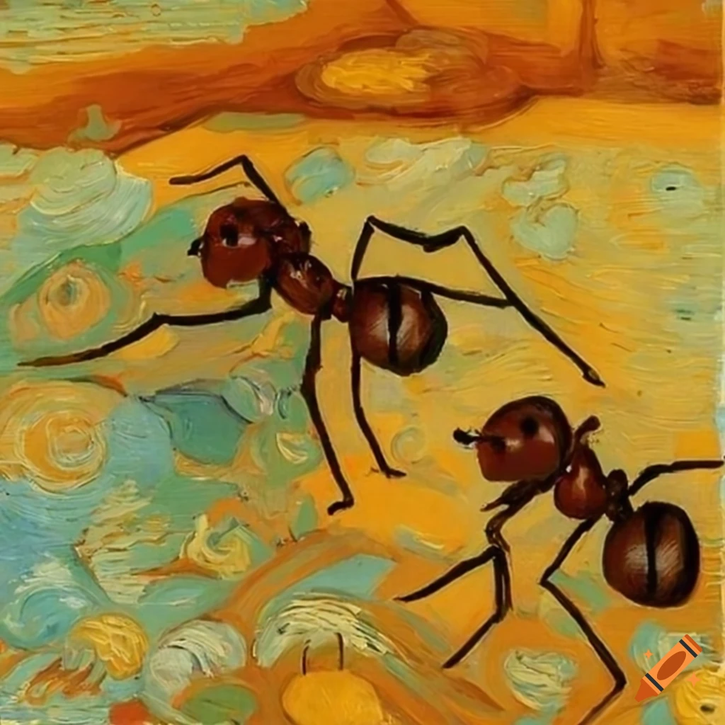 Ants on the beach by vincent van gogh on Craiyon