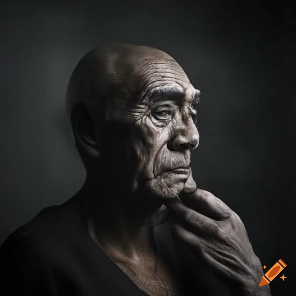 Contemplative man in thoughtful pose on Craiyon