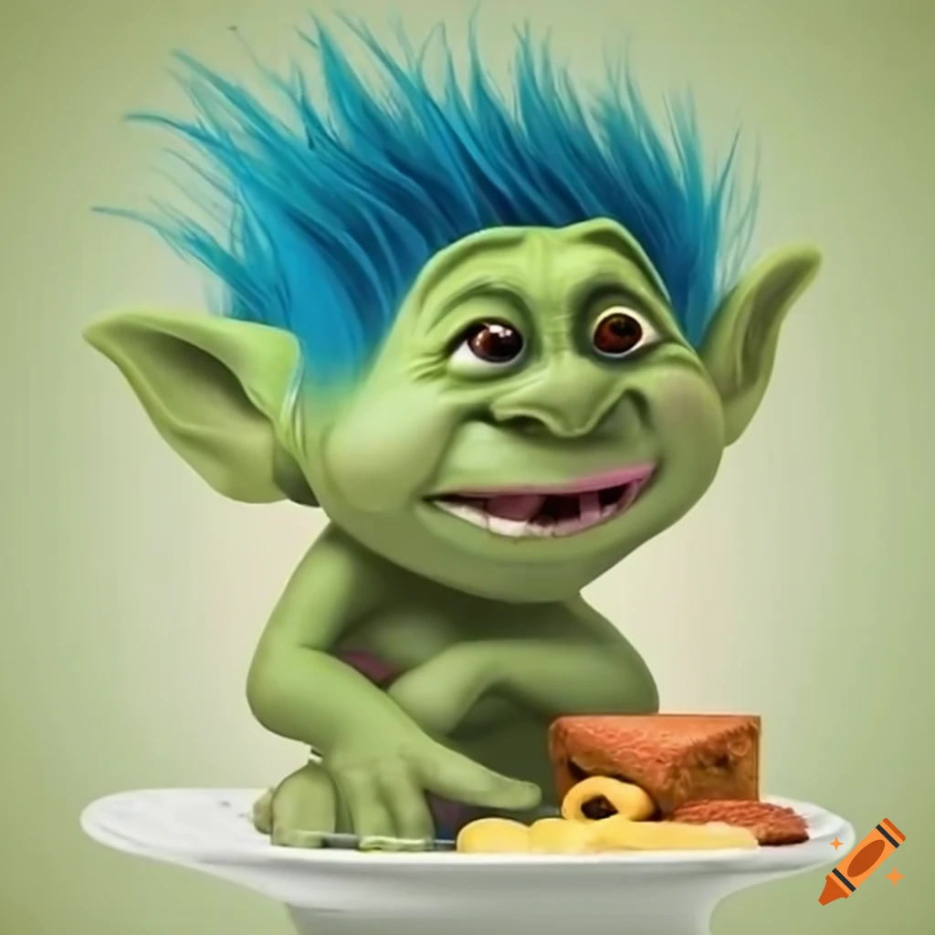 Troll enjoying cheese and crackers on Craiyon