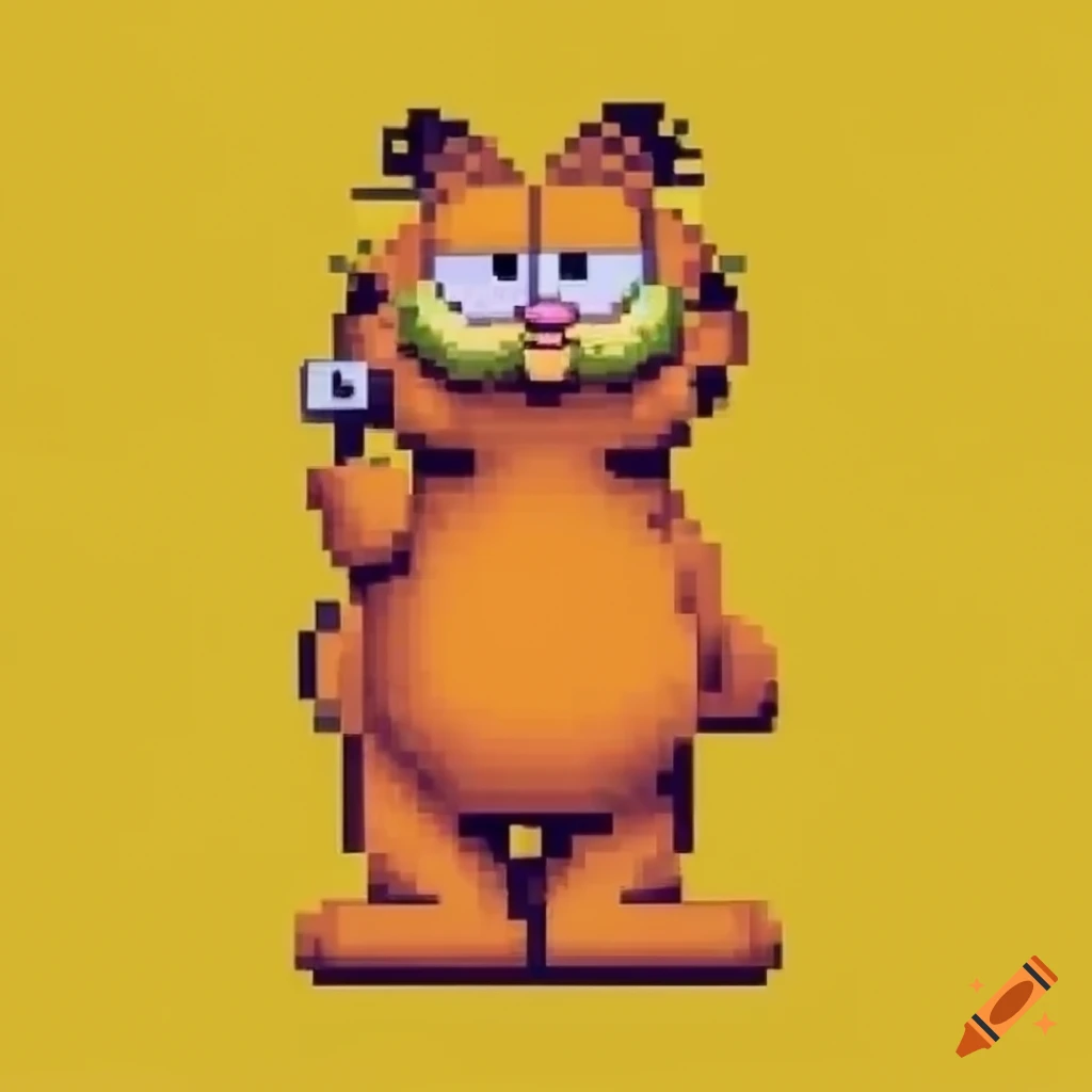 Garfield video game screenshot in snes 16-bit pixel art on Craiyon