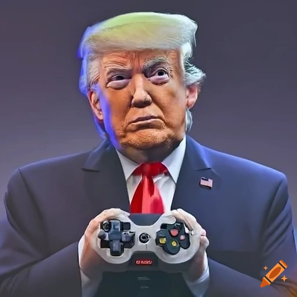 Donald trump playing video games on Craiyon