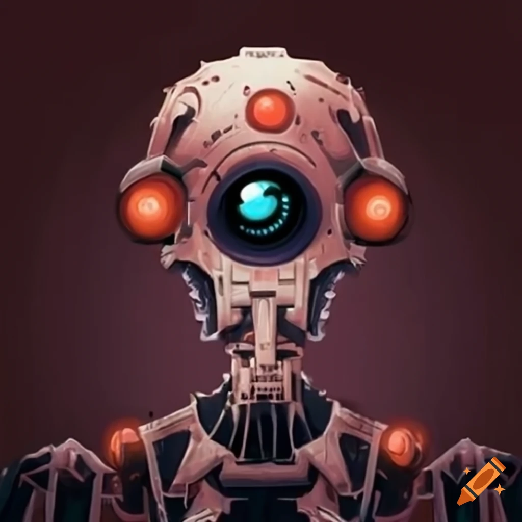 One eyed robot eldritch horror in a sci-fi setting on Craiyon