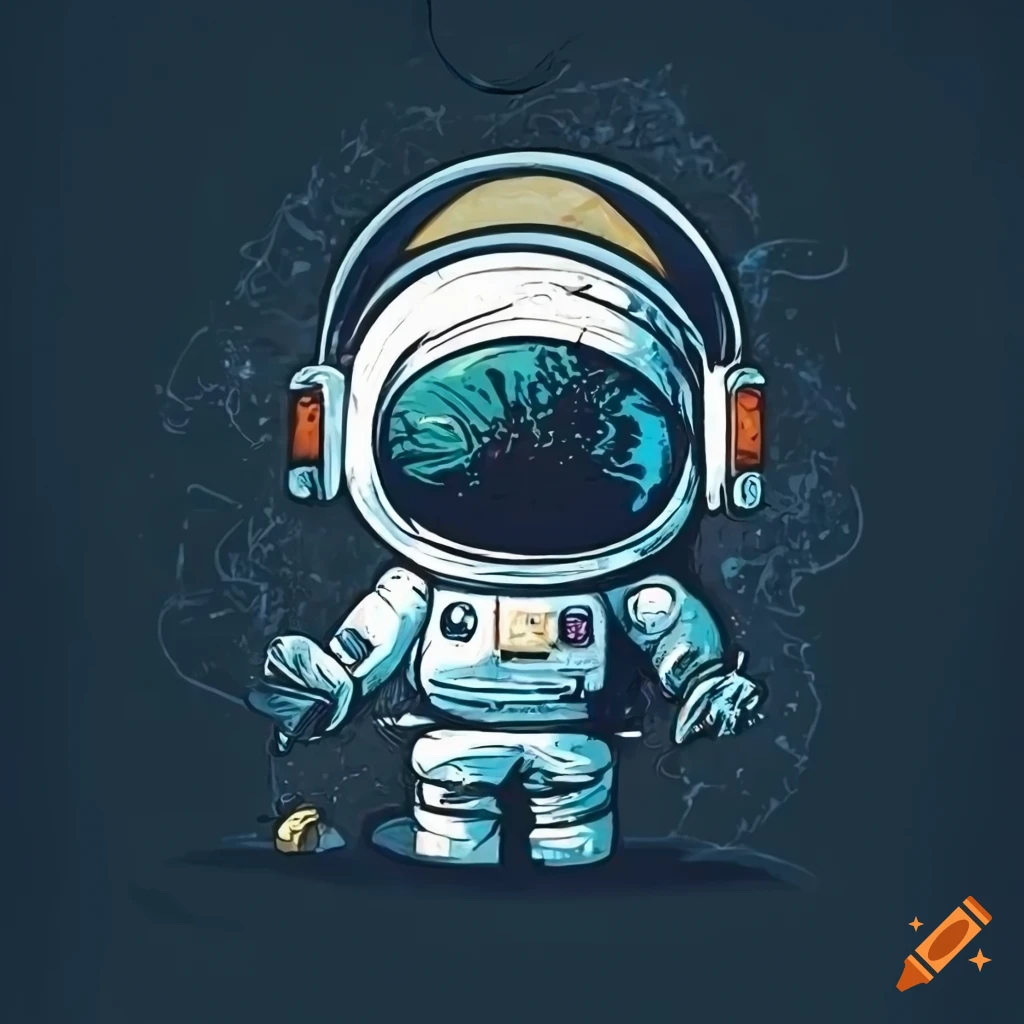 Graffiti t-shirt design featuring a lonely spaceman on Craiyon
