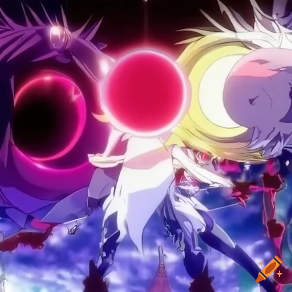 Dazzling 3d anime eclipse with shiny effects and japanese text on Craiyon