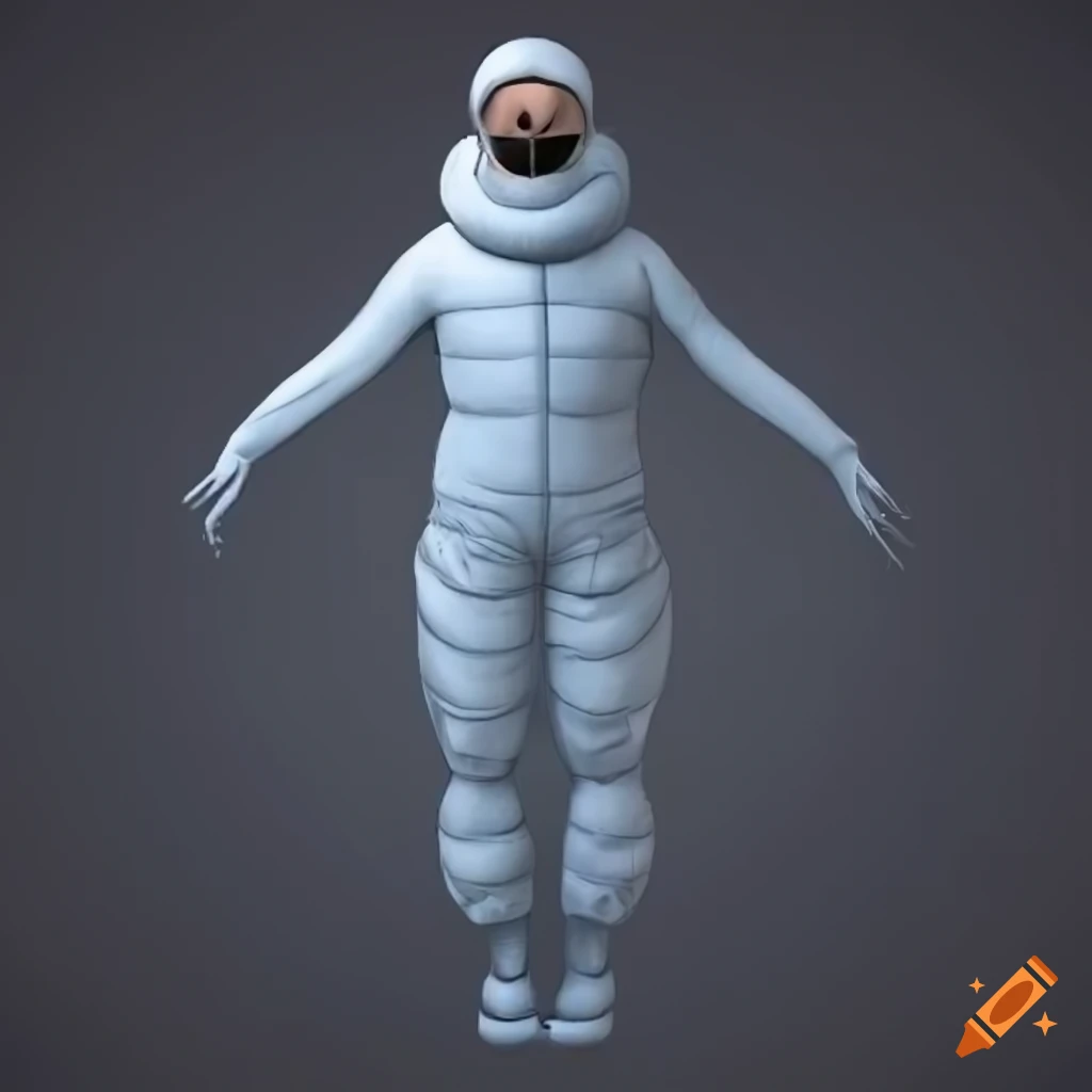 Full body generic sketch of a 3d character in a heavy winter suit on ...