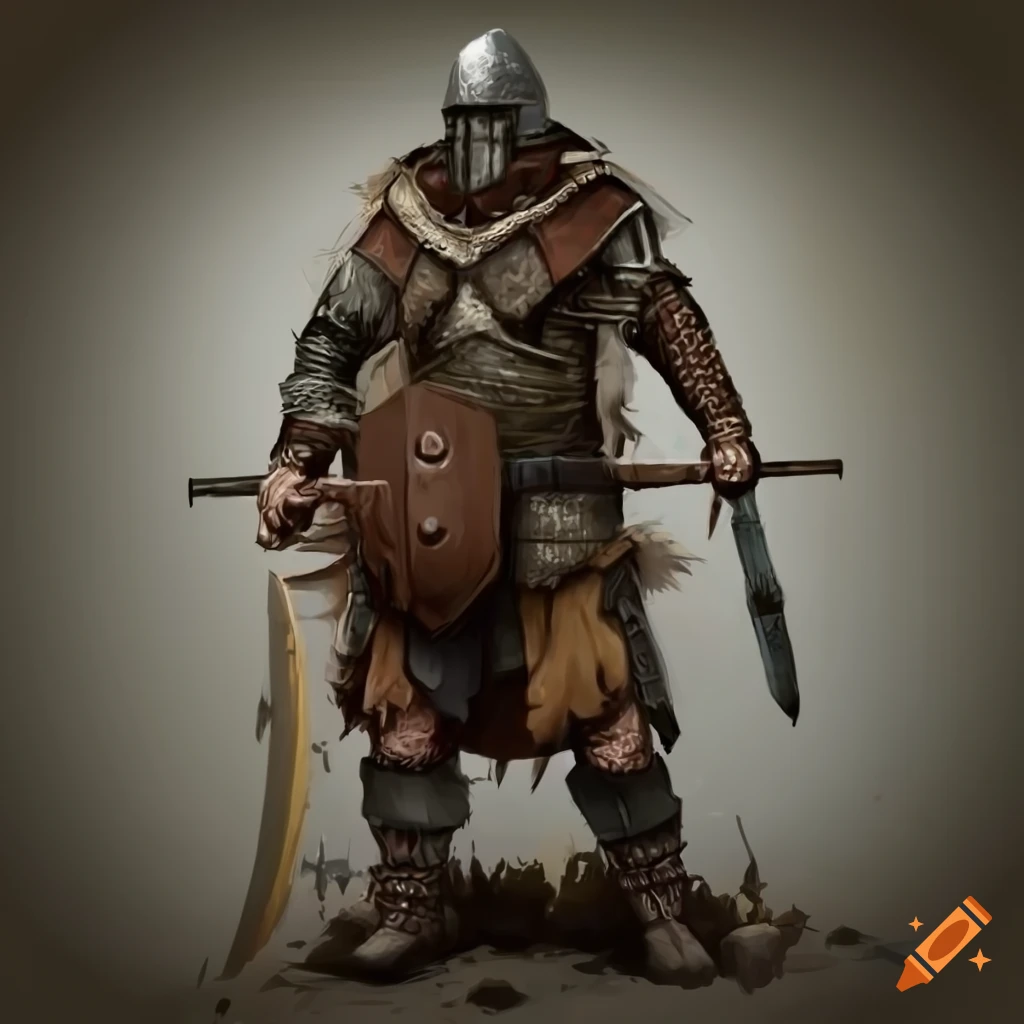 Post apocalyptic medieval warrior with tortoise shield on Craiyon