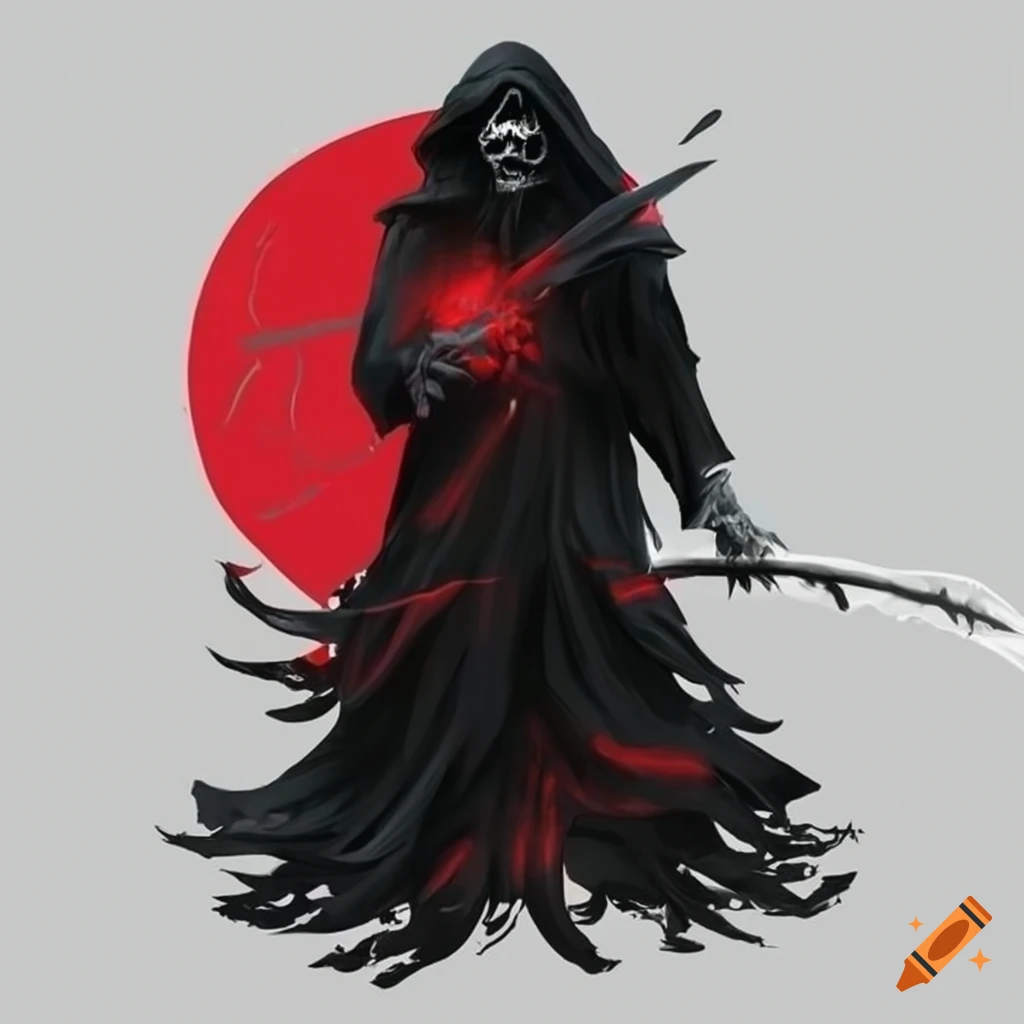 Black and red phantom with a grim reaper appearance on Craiyon