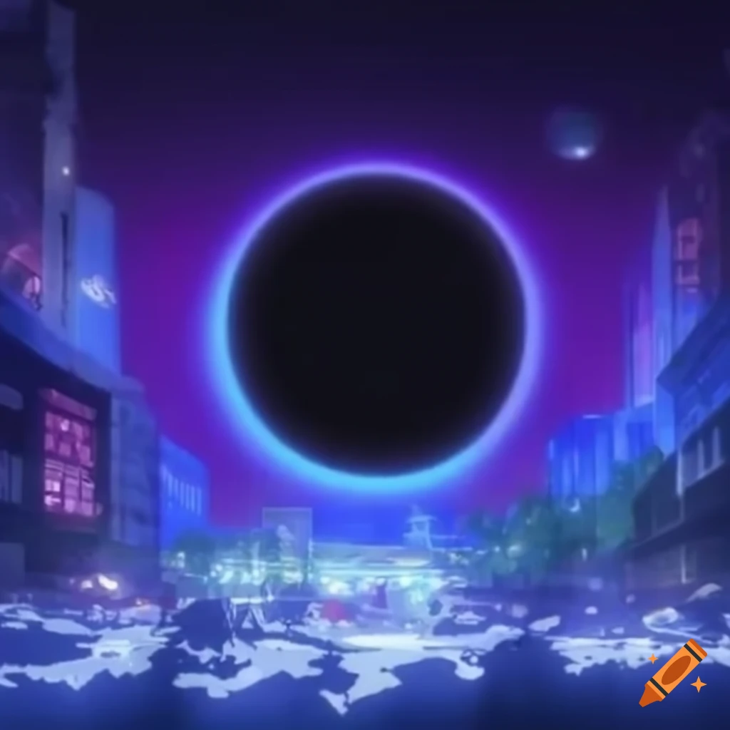 Shiny 3d eclipse anime with japanese text on Craiyon