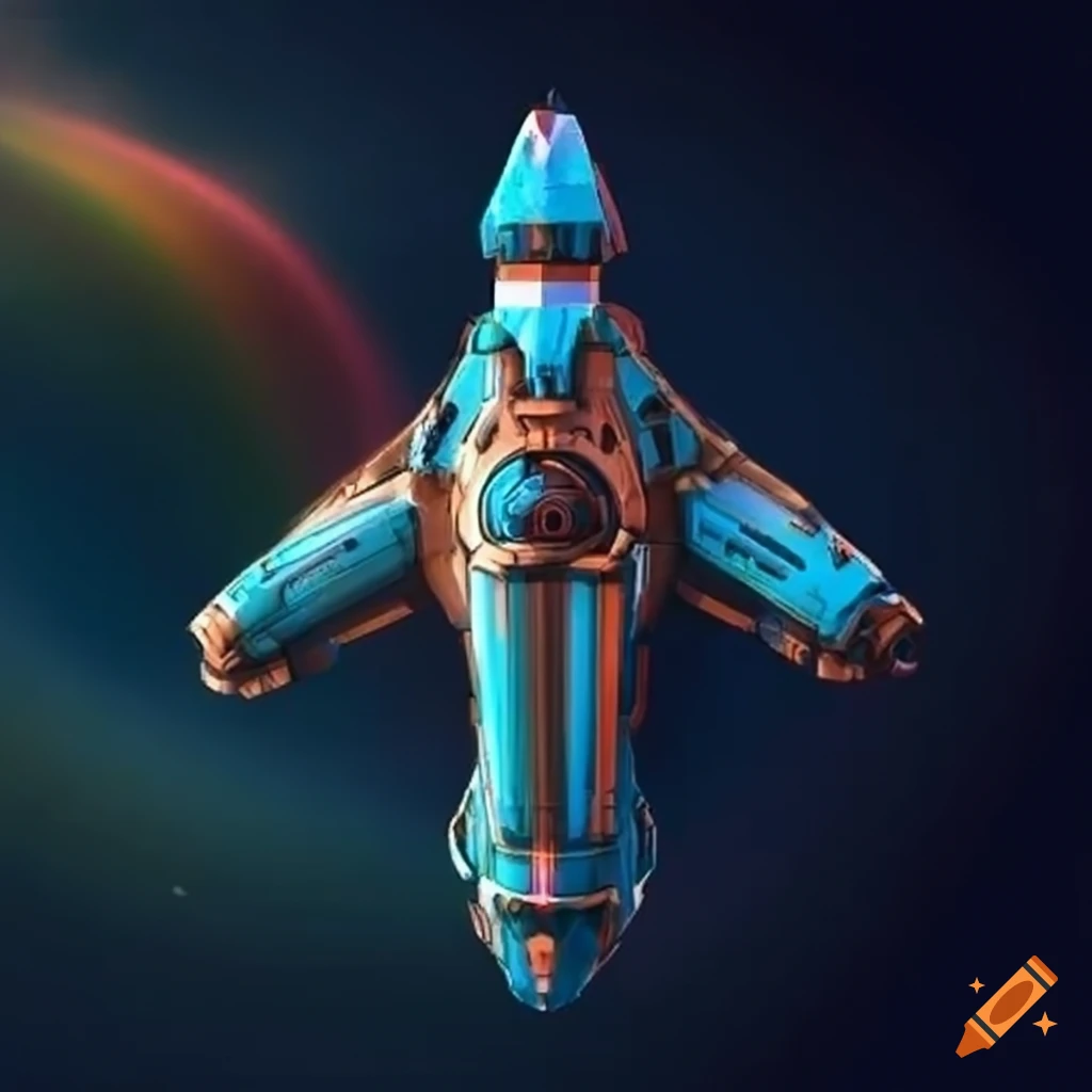 Colorful full-body spaceship on Craiyon