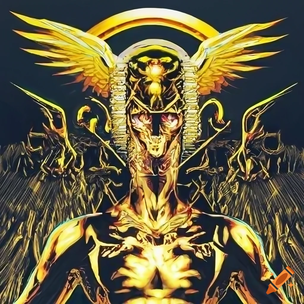 Demonic angel apostle with neon colors in comic book art style on Craiyon