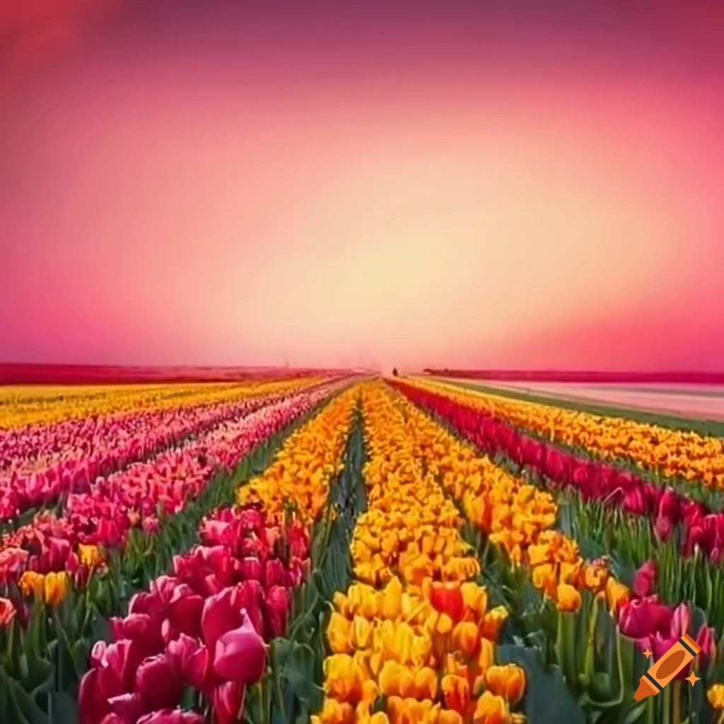 Colorful tulip field on Craiyon