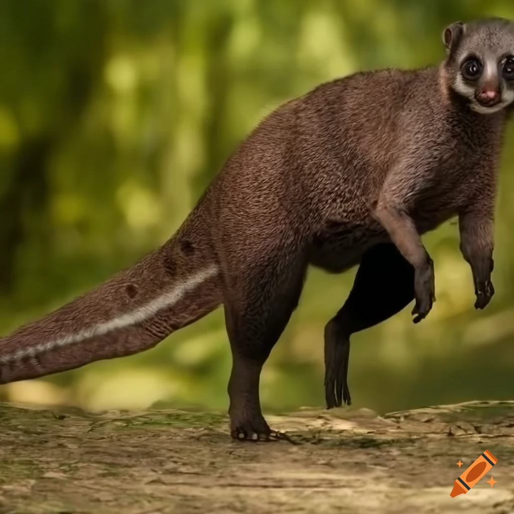 Bipedal feathered dinosaur with civet color pattern in natural ...