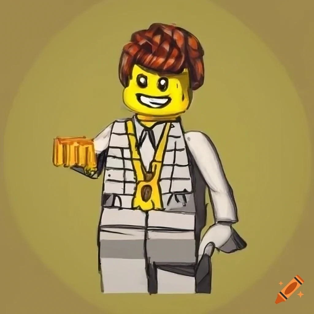 Happy yellow lego man holding a waffle on Craiyon