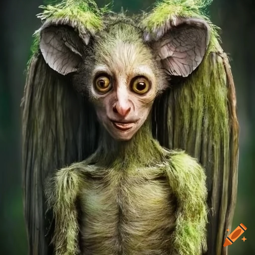 Fascinating fantasy creature with aye-aye monkey head, humanoid tree ...