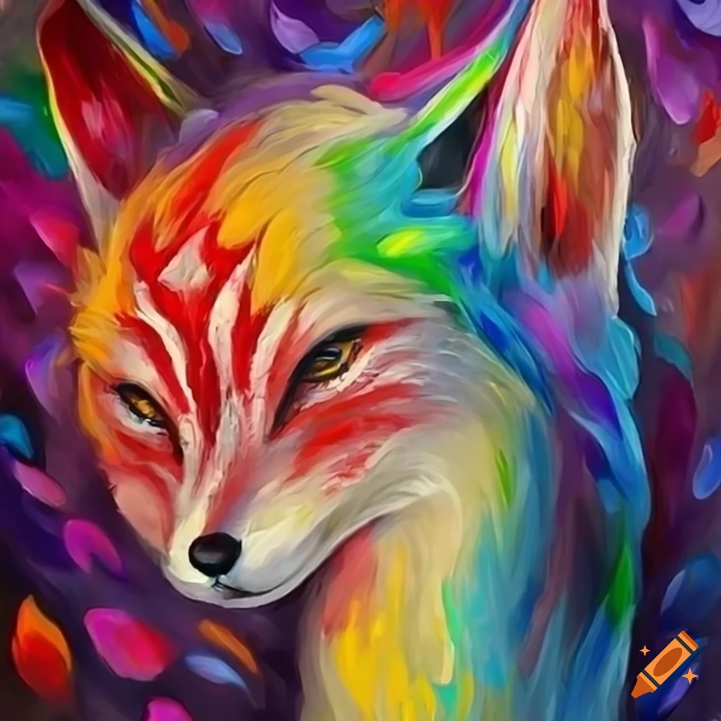 Rainbow kitsune on Craiyon