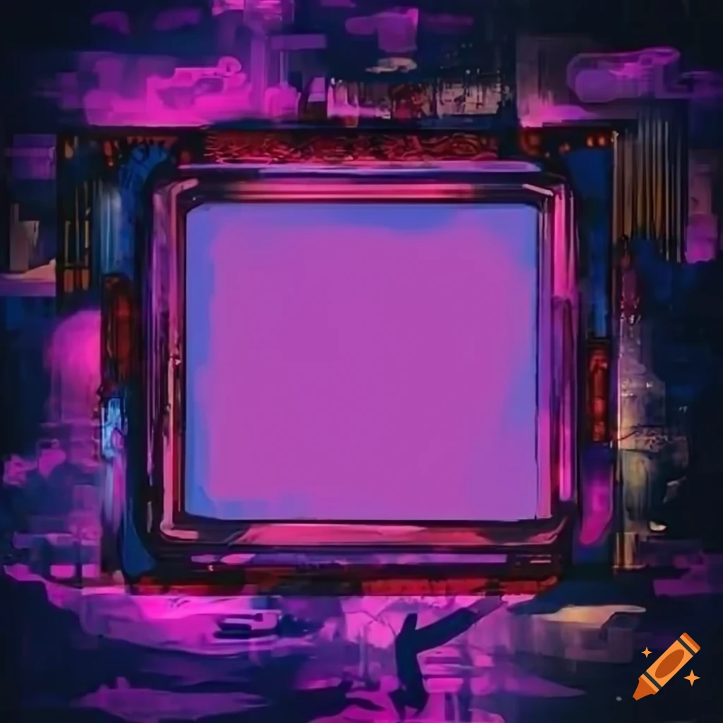 Cyberpunk hippie style 2d square frame border on Craiyon