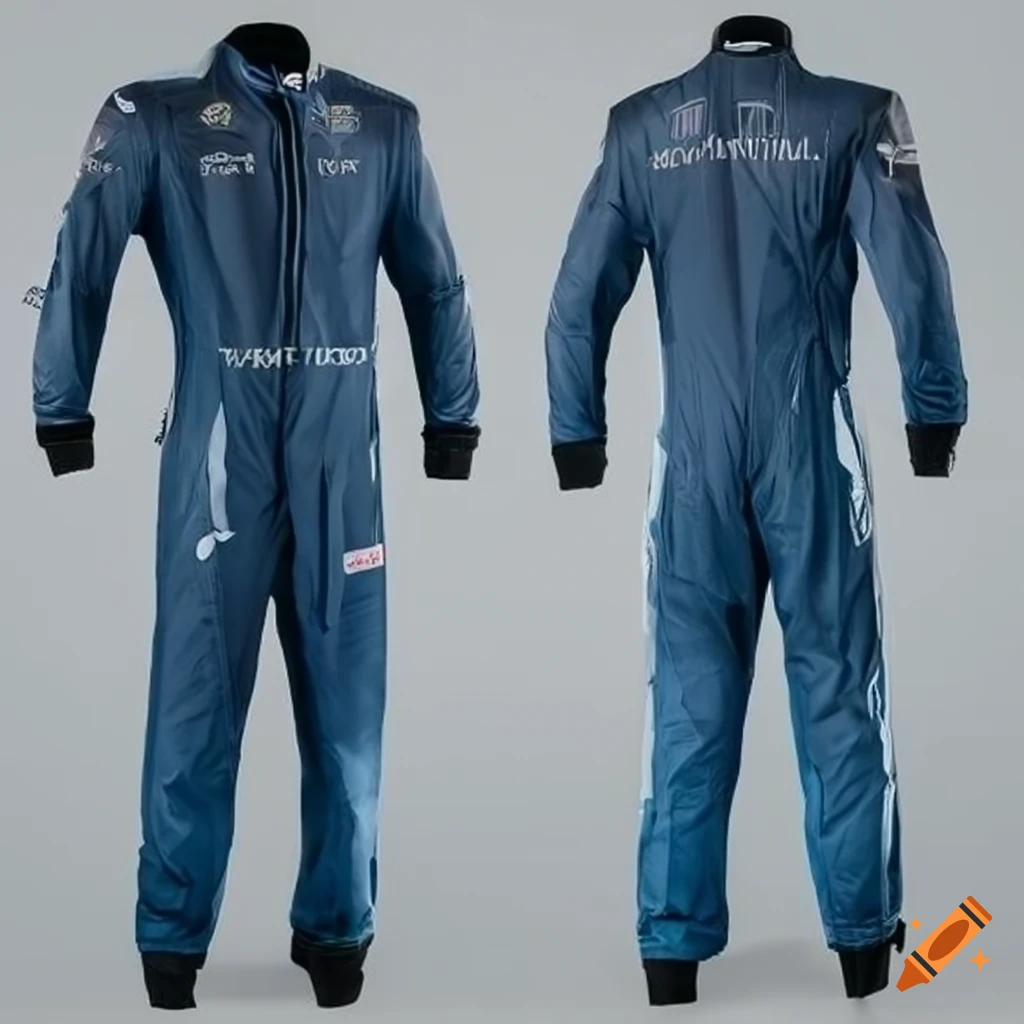 Light blue F1 race suit in dark colors on Craiyon