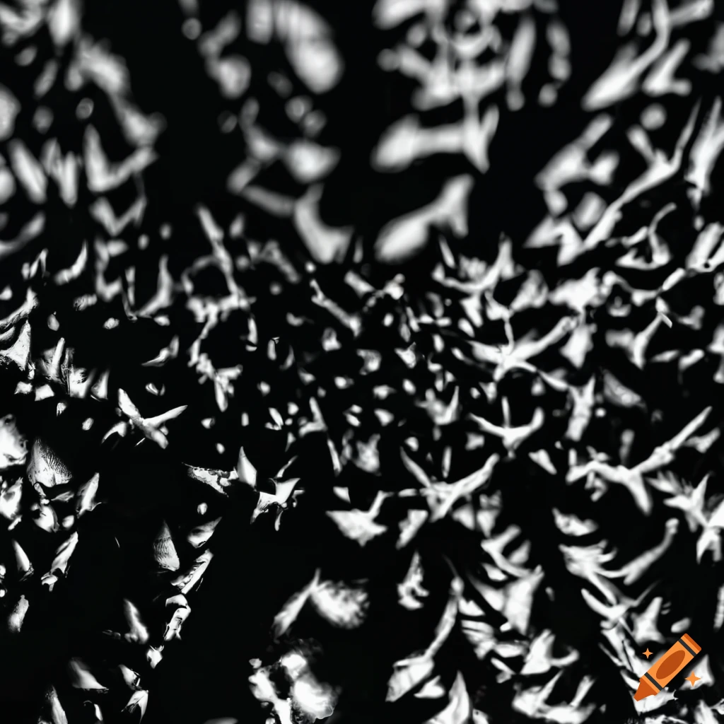 Black and white sharp spiky pattern resembling thorns or knives on Craiyon