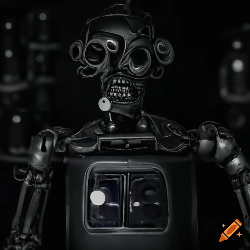 Evil robot hacking in a digital environment on Craiyon