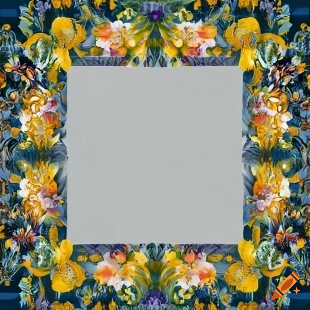 Square frame border with yellow dutch flowers design on Craiyon