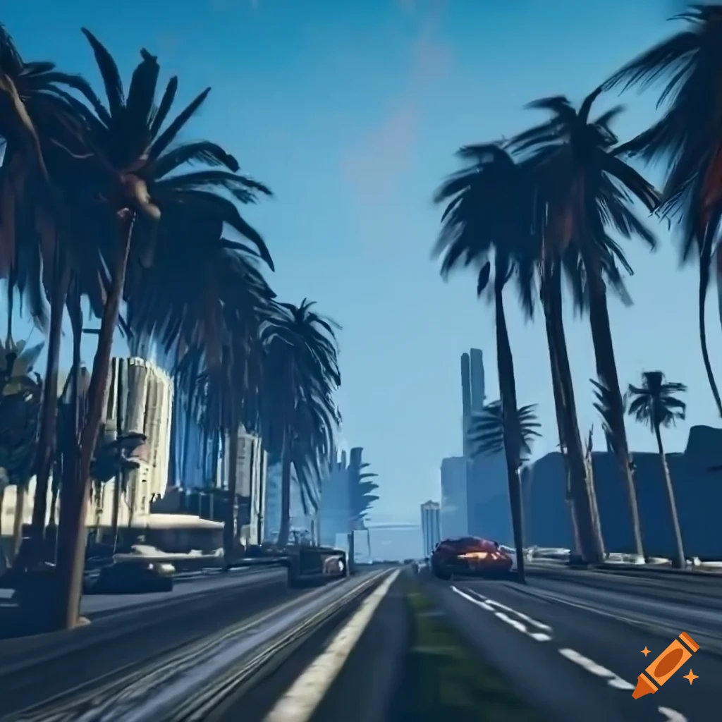 Gta 5 miami loading screen with blue sky on Craiyon
