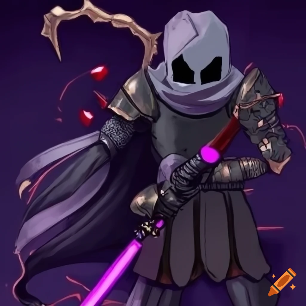 Knight with katana and hunnic bow in a dark deltarune theme on Craiyon