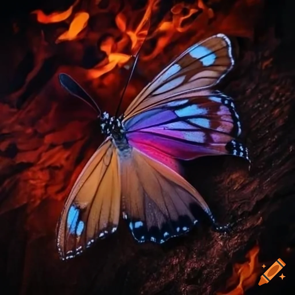 Fire trail butterfly on Craiyon