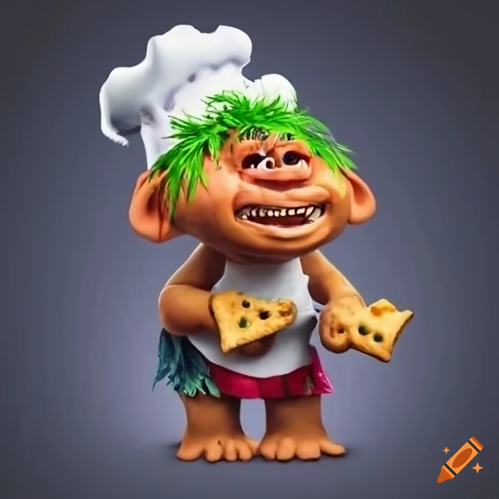 Troll chef enjoying cheese and crackers on Craiyon