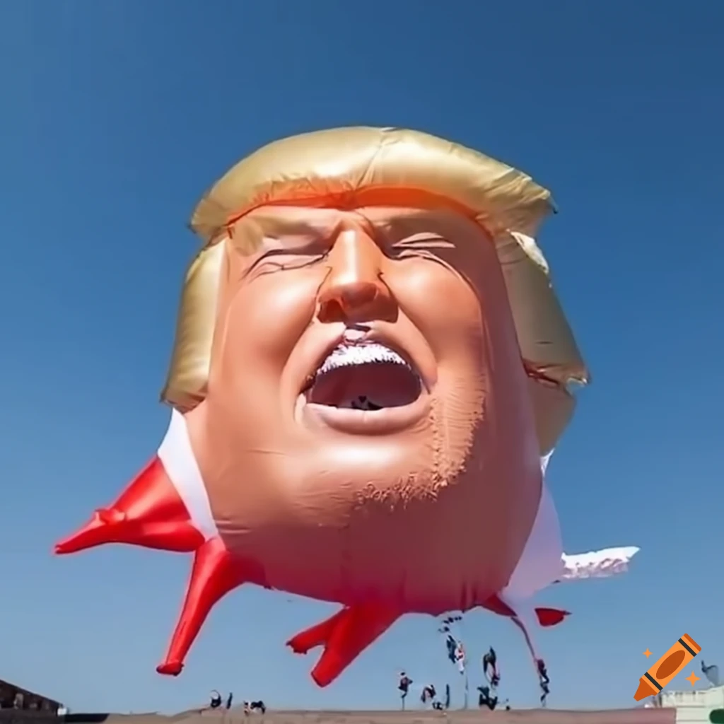 Torn falling inflatable parade trump balloon on Craiyon