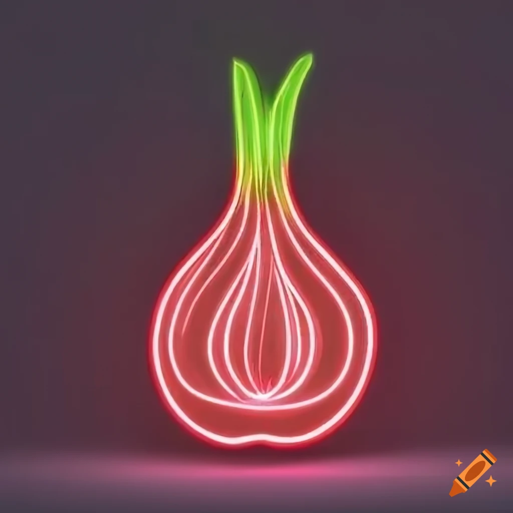 Neon onion logo in the harmonious style of ikko tanaka on Craiyon