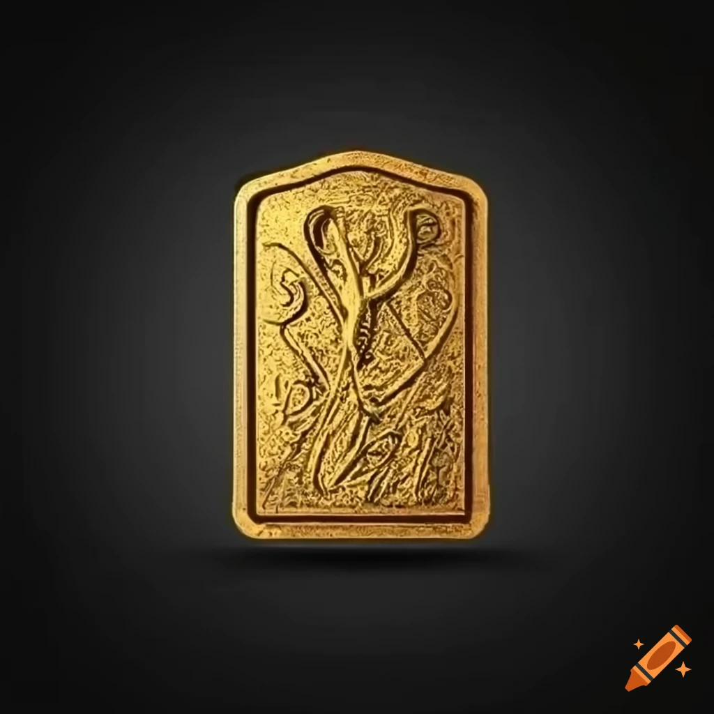 Golden stone tablet with ancient inscriptions on Craiyon