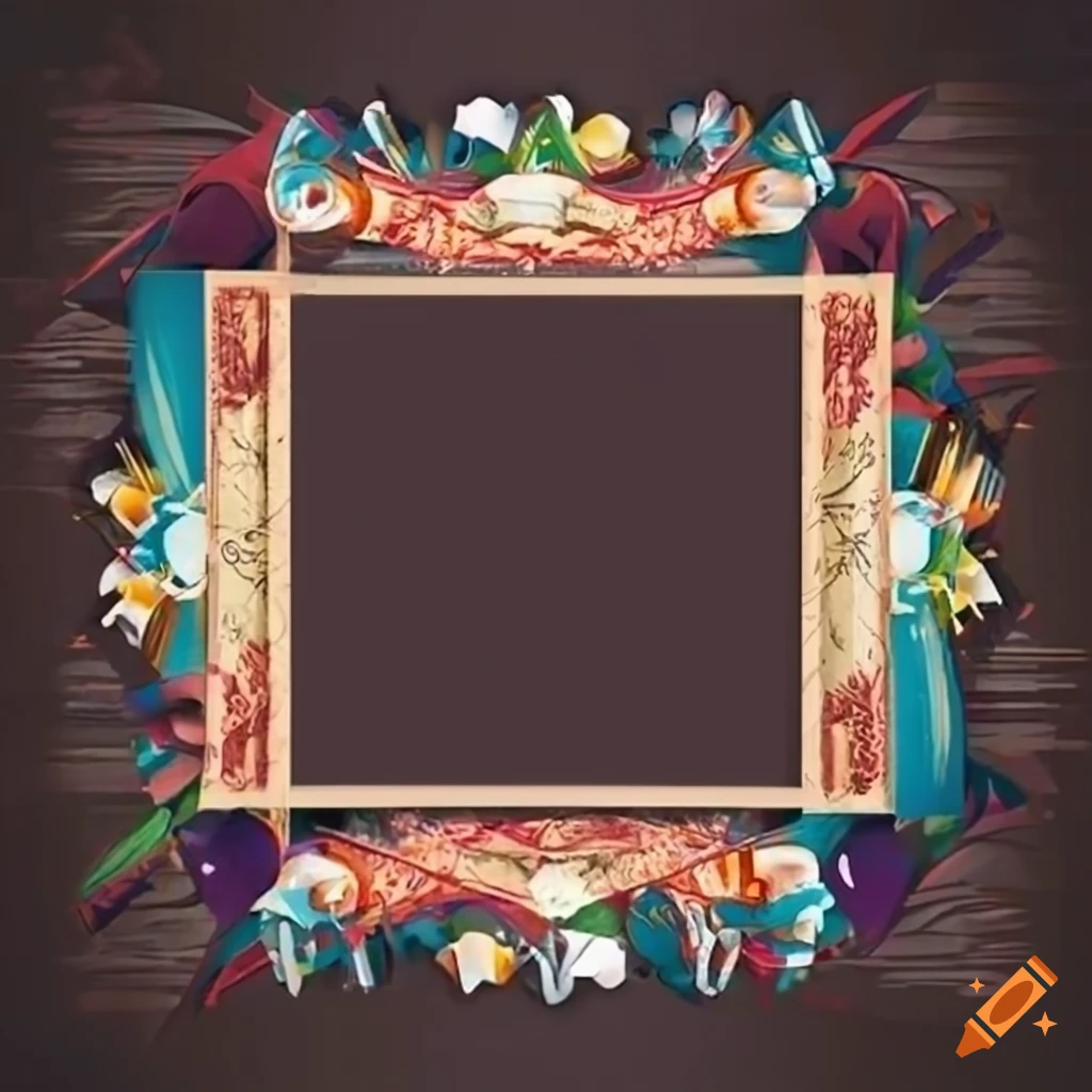 Academic poetry literacy design in a 2d square frame border on Craiyon