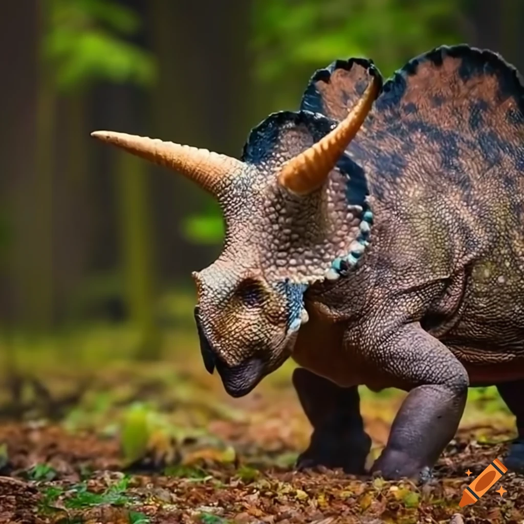 Microceratops in natural forest environment in warm morning light on ...