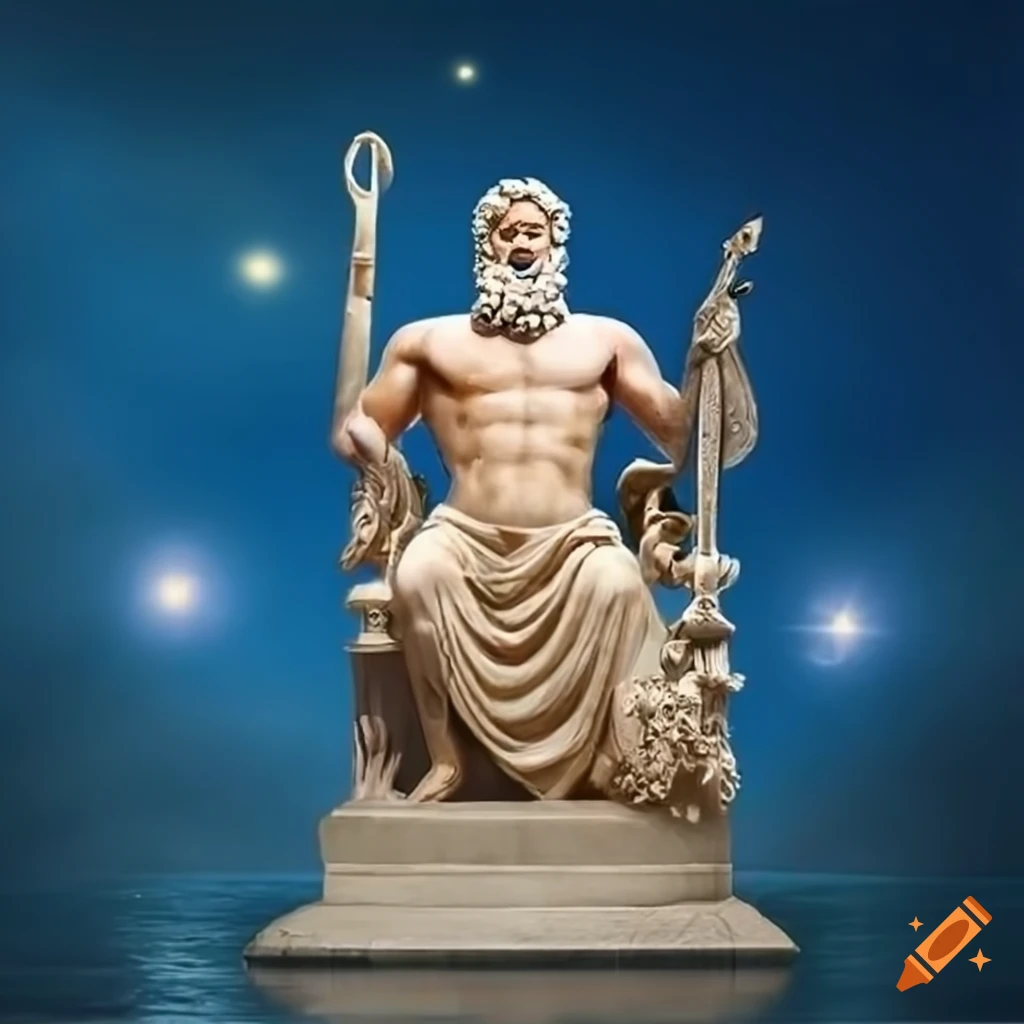 Zeus on mount olympus with thunderbolts in hand, surrounded by ...