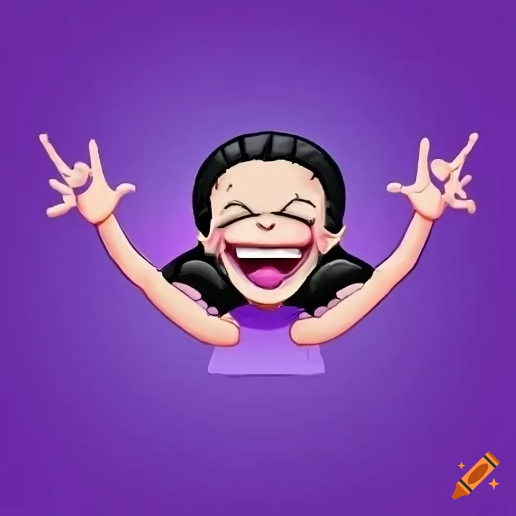Emote of a purple woman laughing on Craiyon