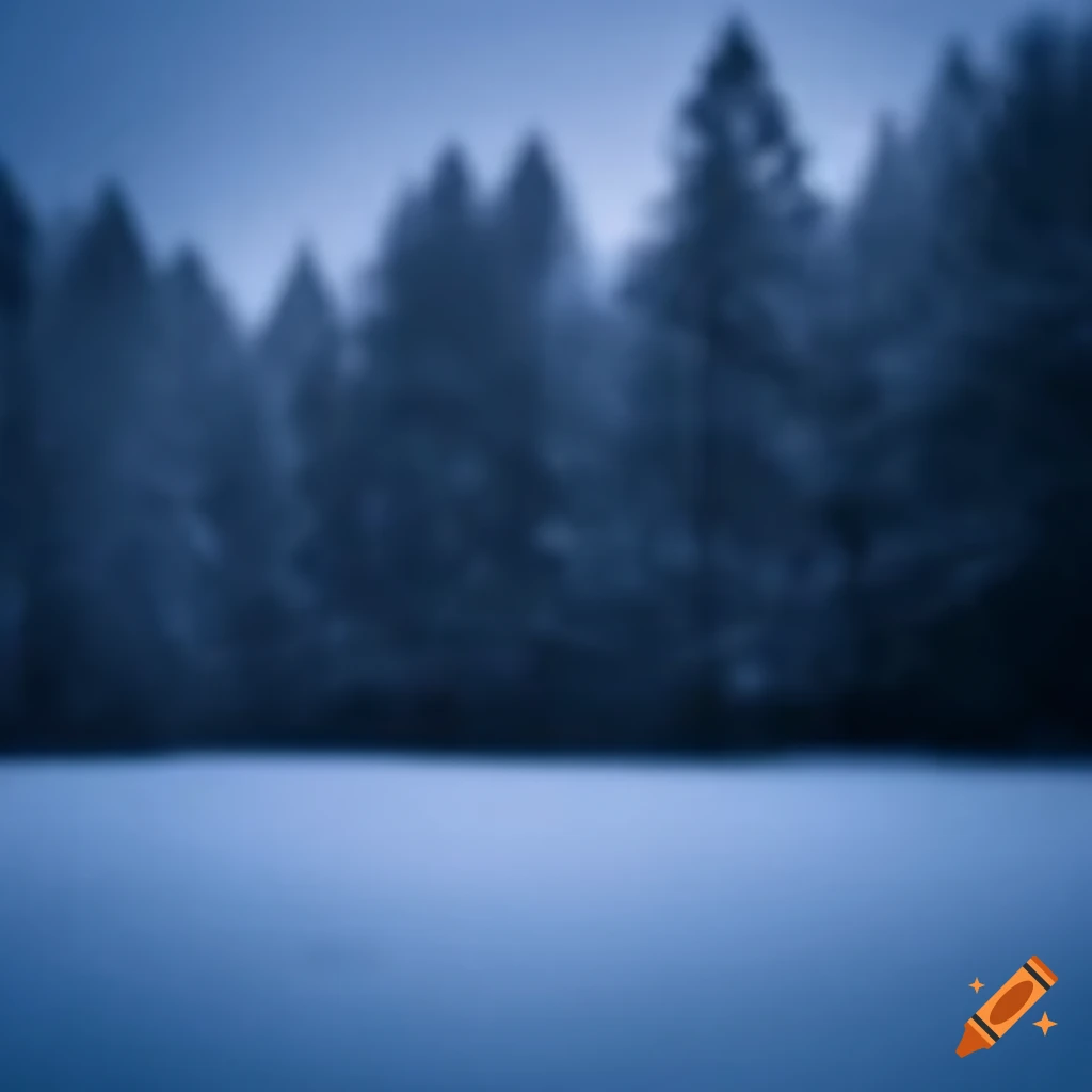 Snow falling over a cold, open field on Craiyon