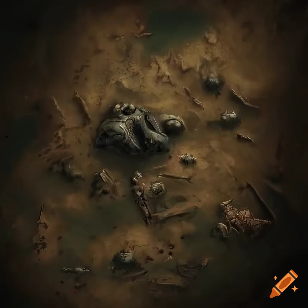 Photorealistic warhammer 40k battlefield map in a grim-dark style on ...