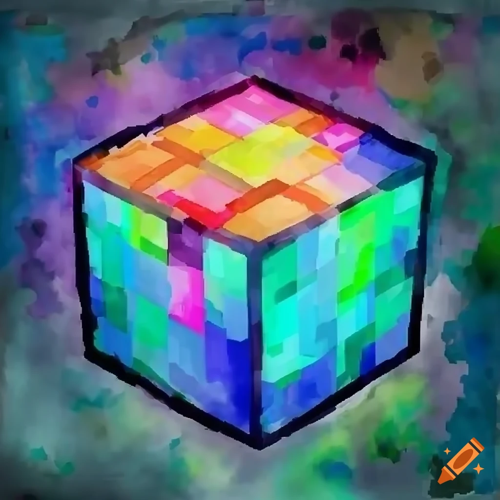 Minecraft cube with a circle and text "g9" on Craiyon