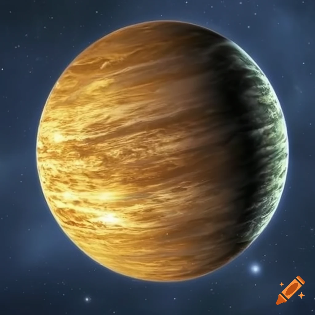 Golden planet in space on Craiyon