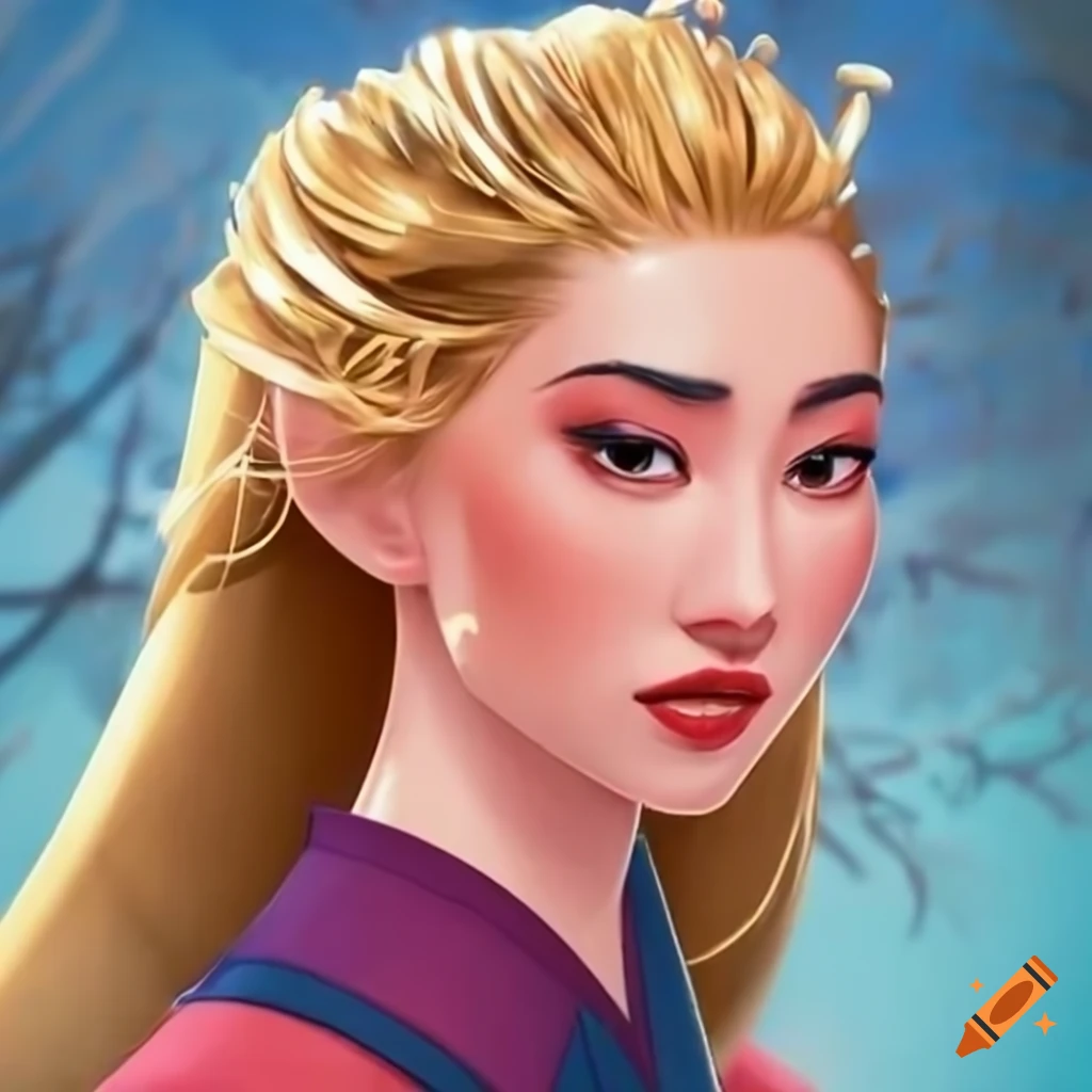 Mulan with blond hair on Craiyon