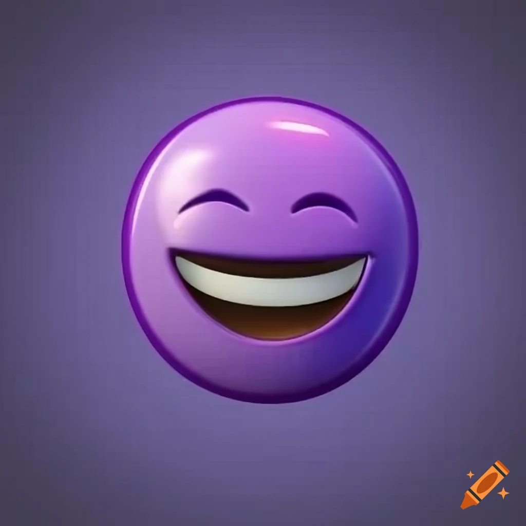 Purple laughing smiley in 3D on Craiyon